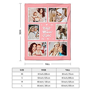 Easycosy Gifts for Mom Custom Blanket with Photo Personalized Picture Collage Throw Blanket Customized Mothers Day Birthday Gifts from Daughter 30"x40"