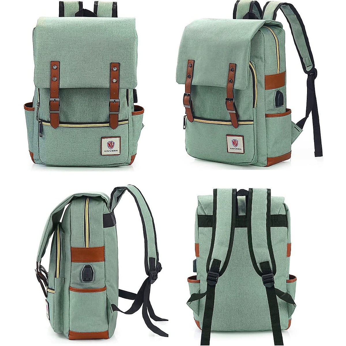 Xinveen Vintage Laptop Backpack Travelling Backpack Casual Daypacks School Shoulder Bag for Men Women Purple