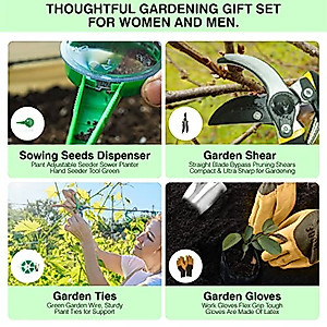 Natury Gardening Tool Set – Premium Stainless Steel Gardening Hand Tools with Solid Beechwood Handle – Gardening Kit with Rake, Shovel, Gloves, Shears, Tool Organizer – Garden Gifts for Women and Men