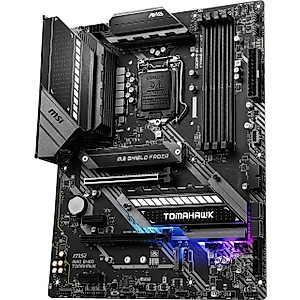 MSI MAG B460 Tomahawk Gaming Motherboard (ATX, 10th Gen Intel Core, LGA 1200 Socket, DDR4, CFX, Dual M.2 Slots, USB 3.2 Gen 2, 2.5G LAN, DP/HDMI, Mystic Light RGB)