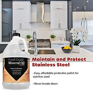 Mineral Oil for Cutting Boards and All Wood Care, Ultrapure Food Grade Made in USA (1 Gallon)