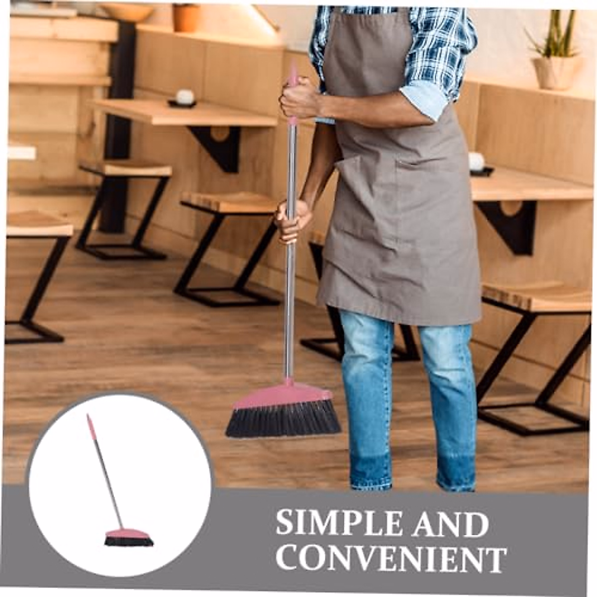 Zerodeko 2pcs Stainless Steel Broom Deck Scrub Brush Brooms Household Broom Indoor Broom Garbage Broom Patio Broom Room Cleaning Broom Heavy-Duty Broom Market Broom Stoop Broom Pink Plastic