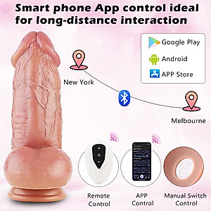 Huge Thick Realistic Monster Dildo, Large APP Control Vibrating Dildo for Women, Giant Horse Dildo, Big Fat Alien Soft Animal Fatansy Silicone Wide Dildos, Massive Vibrator Adult Sex Toys