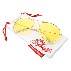 Mens Large Aviator Yellow Lens Sunglasses - Colored Tint Lens