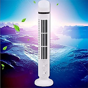 Hot6sl Tower Fan with LED Light, Portable Super Quiet USB Rechargeable Bladeless Fan, Bladeless Electric Tower Fan Mini Standing Floor Fans for Home Office Bedroom #