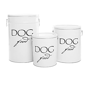 Harry Barker White Classic Food Storage Canister For Dogs, Large 40 Pounds of Food