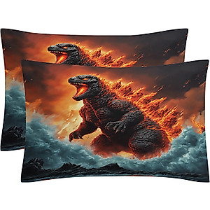 OmErsa Dinosaur Duvet Cover Twin Size Set, Monster Bedding Bedroom Decor, Comforter Cover & 2 Pillowcases 3 Pieces, Home Collection Quilt Cover