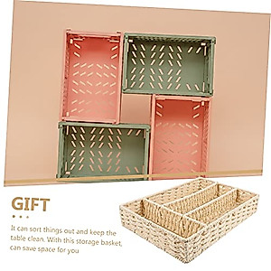 Cabilock Storage Box Make up Organizer Bag Home Storage Baskets Utensil Holder Rectangular Wicker Basket Tea Bags Holder Teabag Packet Holder Bathroom Storage Bins Office Coffee Organizer