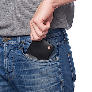 Alpine Swiss Men’s Delaney Slimfold RFID Safe Slim Bifold Wallet Smooth Leather Comes in Gift Box Black