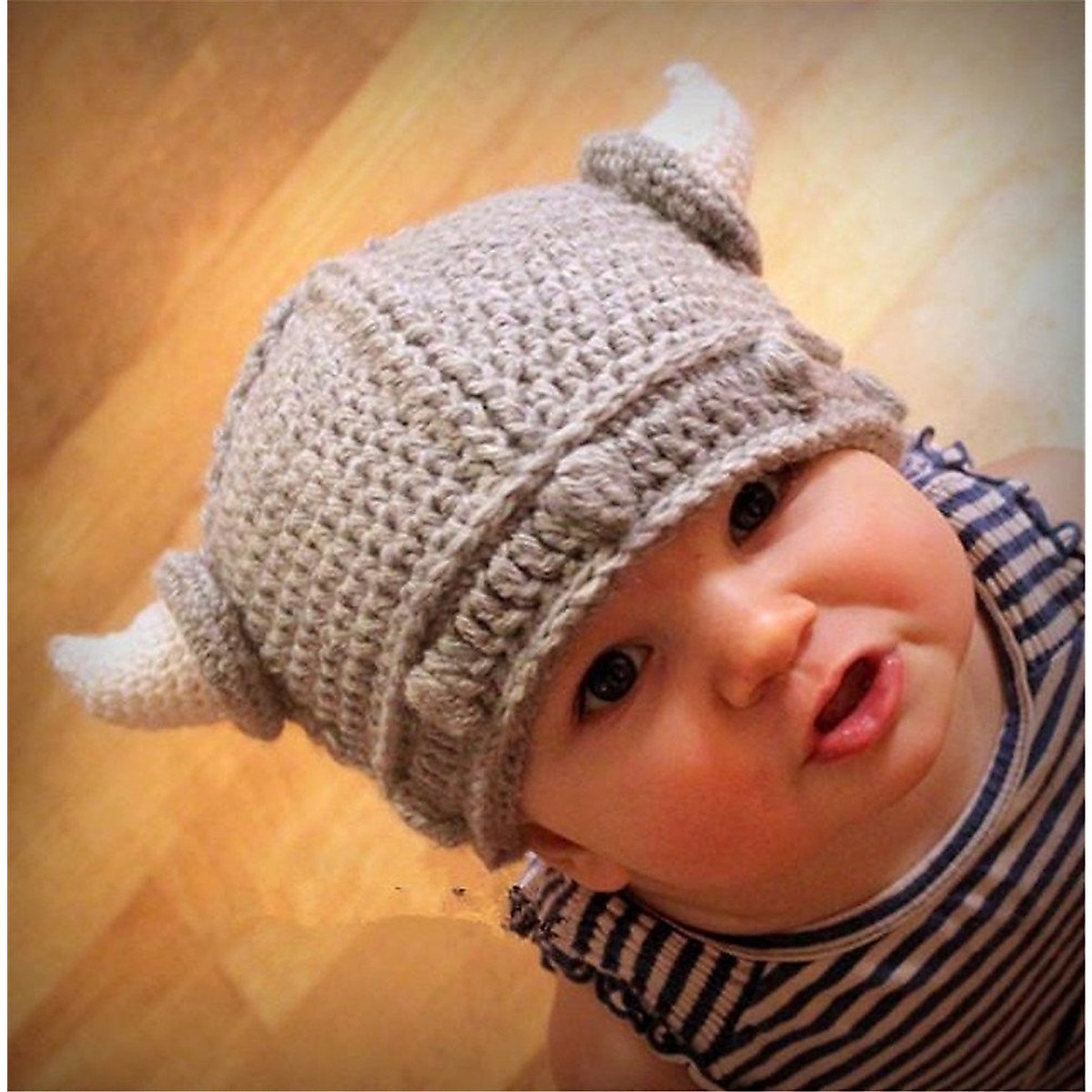 Ypser Cute Bull Horn Beanie Cap Handmade Knitted Crochet Viking Beanie