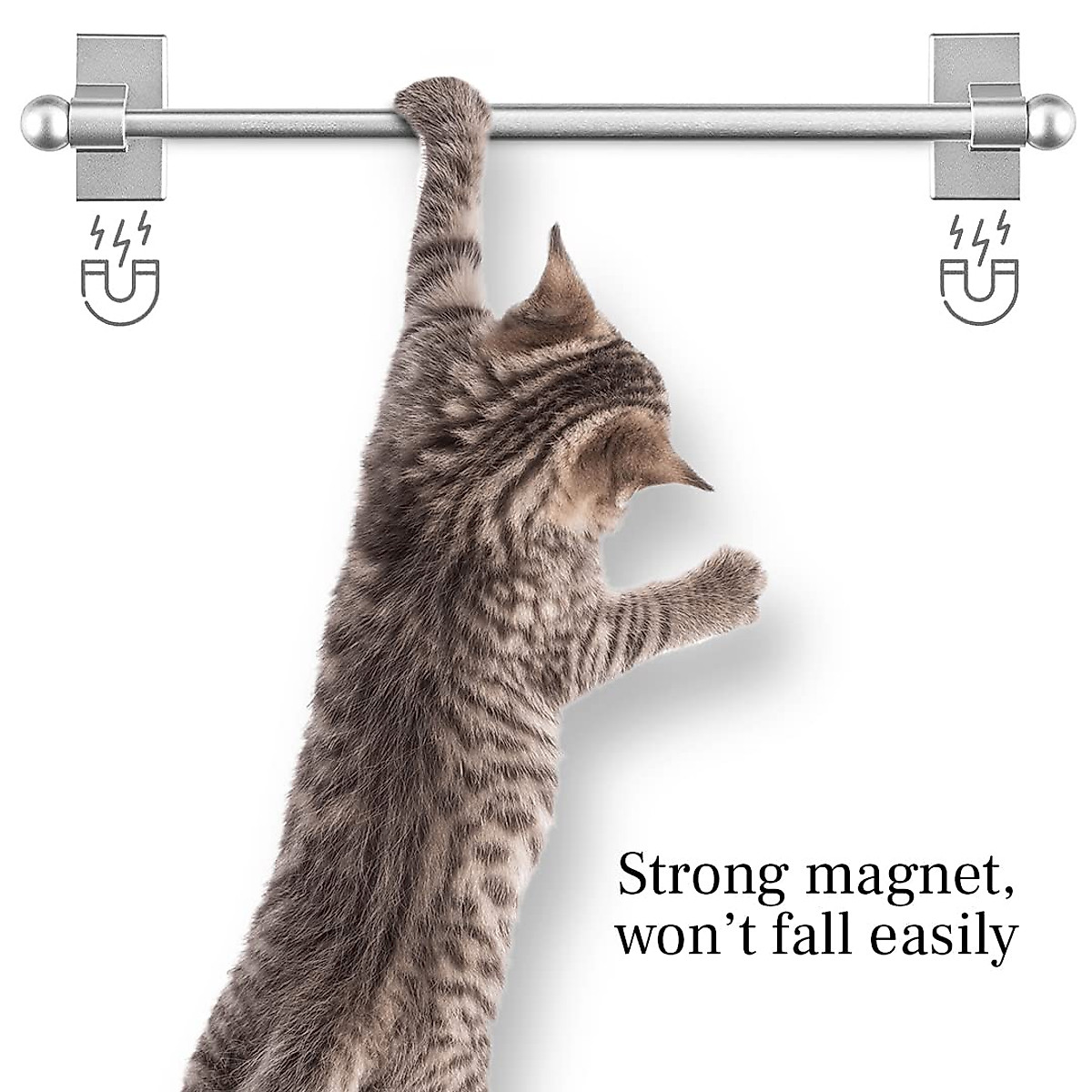 Skywin Magnetic Towel Holder for Refrigerator - 2 Pack Classic Edge Style Magnetic Curtain Rods for Metal Door with Adjustable Length - Fits Towels and Easily Attachable