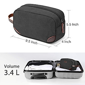 TOUPONS Men's Travel Toiletry Organizer Bag Canvas Shaving Dopp Kit TSA Approved (Black)