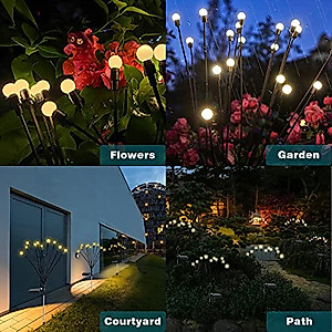 Chahot 2 Pack 20 LED Solar Firefly Lights, Solar Powered Garden Lights Outdoor, Starburst Swaying Solar Firefly Lights, Outdoor Waterproof Path Lights for Yard Patio Pathway Decoration, Warm White