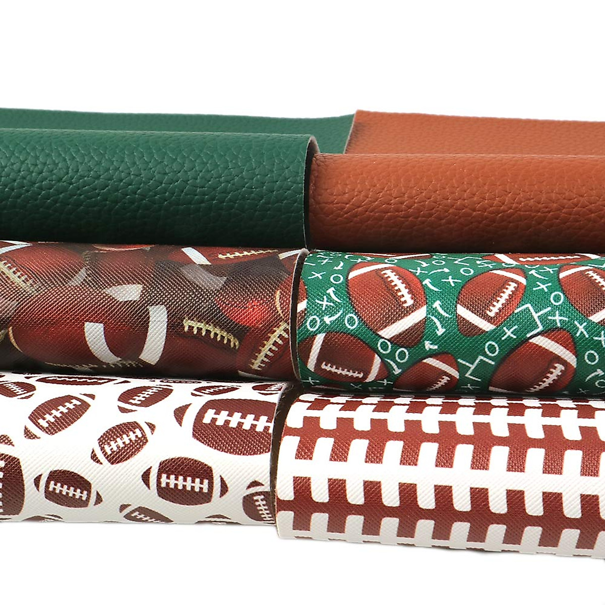 David Angie Football Soccer Ball Printed Faux Leather Sheet PU Textured Grain Leather Sheet Assorted 6 PCS 7.9" x 13.4" (20 cm x 34 cm) for Hair Accessories DIY Crafts Making (Ball)