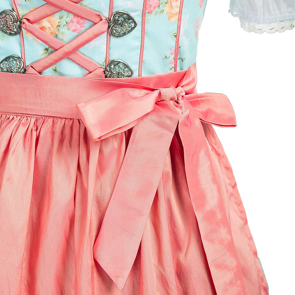 Women's German Oktoberfest Costumes 3 Pcs Bavarian Dirndl Dress Pink and Blue M