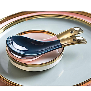 Cooking Spoons Ceramic Household Cereal Breakfast Spoon Short Handle Restaurant Service Spoon Kitchen Tool Stirring Seasoning Small Spoon Table Spoons (Color : Pink)