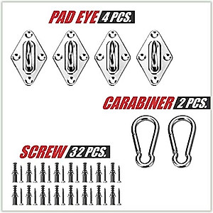 ColourTree Square & Rectangle Sun Shade Sail Canopy Awning Installation 24 PC Hardware Kits, 48 Ft (12 Ft x 4) Cable Wire Ropes