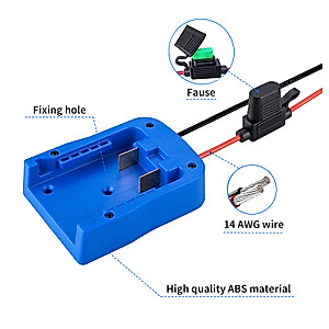 Power Wheel Adapter for Kobalt 24V Max Battery with Fuse & Wire terminals, Power Connector for Rc Car, 14 Gauge Robotics, Rc Truck, DIY use, Work for KB624-03 KB524-03 KB424-03 KB224-03 Battery