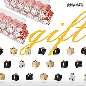 SCAVATA 2 Pack Soda Can Organizer for Refrigerator, Stackable Canned Food Pop Cans Container Can Holder Dispenser with Lid for Fridge Pantry Rack Freezer, Clear Plastic Storage Bins-Holds 12 Cans Each