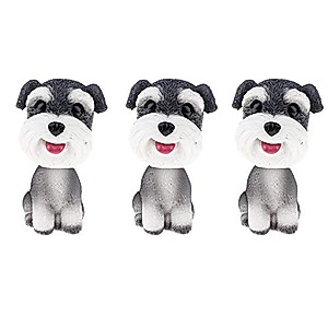 TOOYFUL 3 Bobble Head Dog Schnauzer Bobbleheads for Car Dashboard Decoration