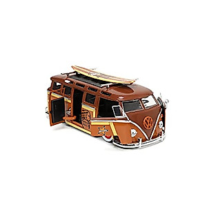 Jada Toys Disney Pixar Toy Story 1:24 Volkswagen T1 Bus Diecast Vehicle & 2.75" Woody Figure, Brown