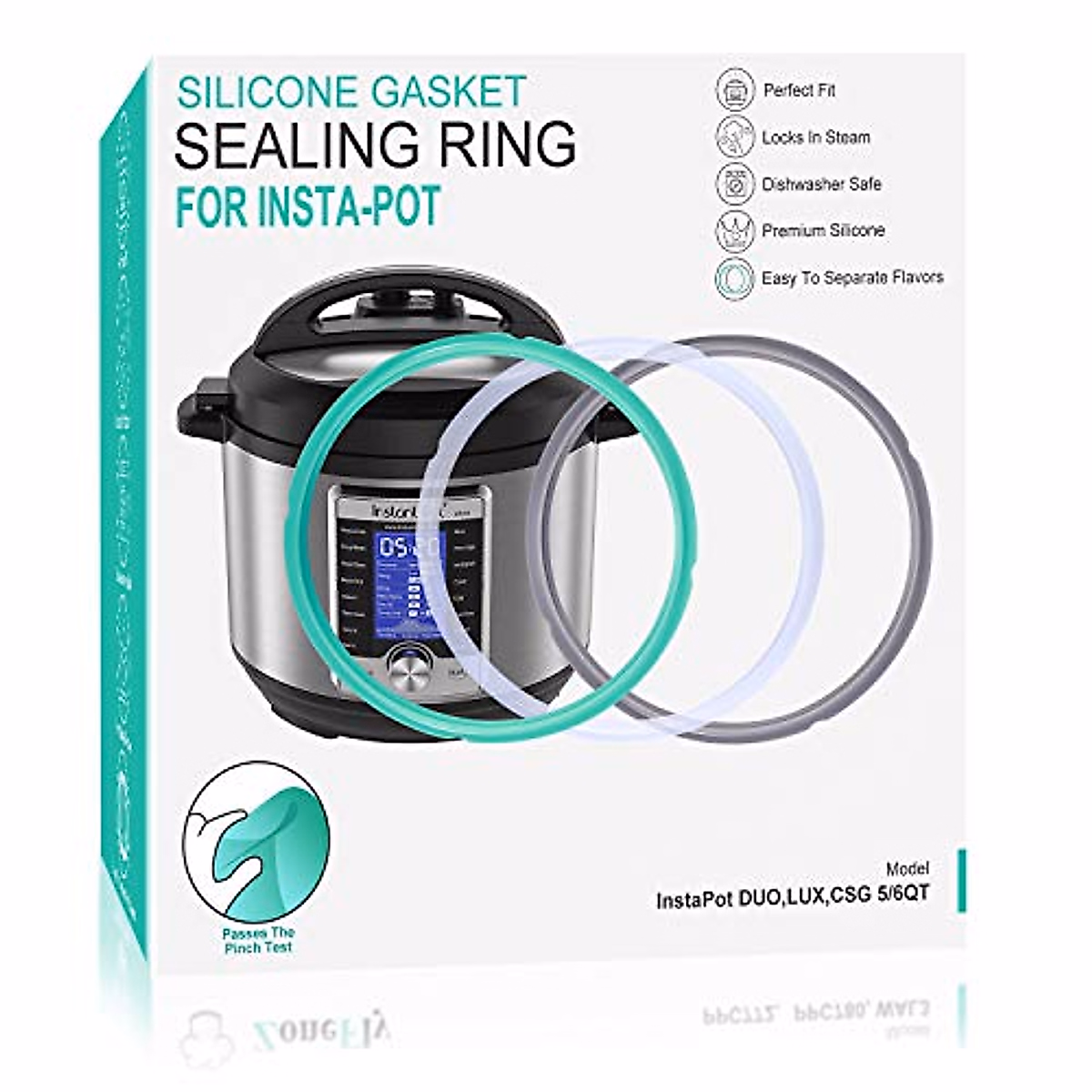 6 Quart Instant Pot Sealing Ring - Replacement Pinch Test 100% Silicone Gasket Seal Rings for 6 Qt Instapot Programmable Pressure Cooker - Insta Pot DUO LUX ULTRA PRO Crisp Accessories for 6QT 3-Pack