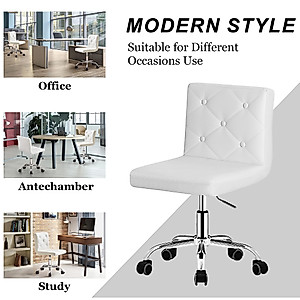 VECELO PU Leather Mid-Back Armless Desk Chair Adjustable Height 360° Rolling Swivel for Home Office Work