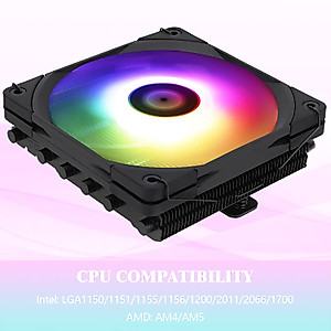 Thermalright AXP-120-X67 Black ARGB Low Profile CPU Air Cooler with Quite 120mm TL-C12015B-S Low Profile PWM Fan, 6 Heat Pipes, 67mm Height, for AMD AM4/Intel LGA 1700/1150/1151/1155/1200/2011/2066