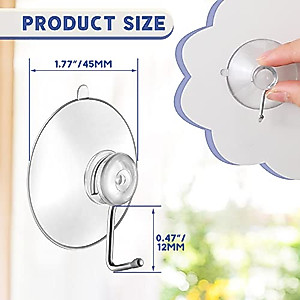 Unittype 120 Pieces Suction Cup Wall Hooks PVC Reusable Clear Suction Cups with Metal Hooks Practical Hanging Supplies Without Nails for Wall Door Glass Window Kitchen Bathroom Shower, 45 mm