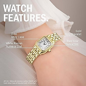 Sekonda Monica Ladies 20mm Quartz Watch in White with Roman Numerals, Analogue Display and Alloy Strap, Gold, Bracelet