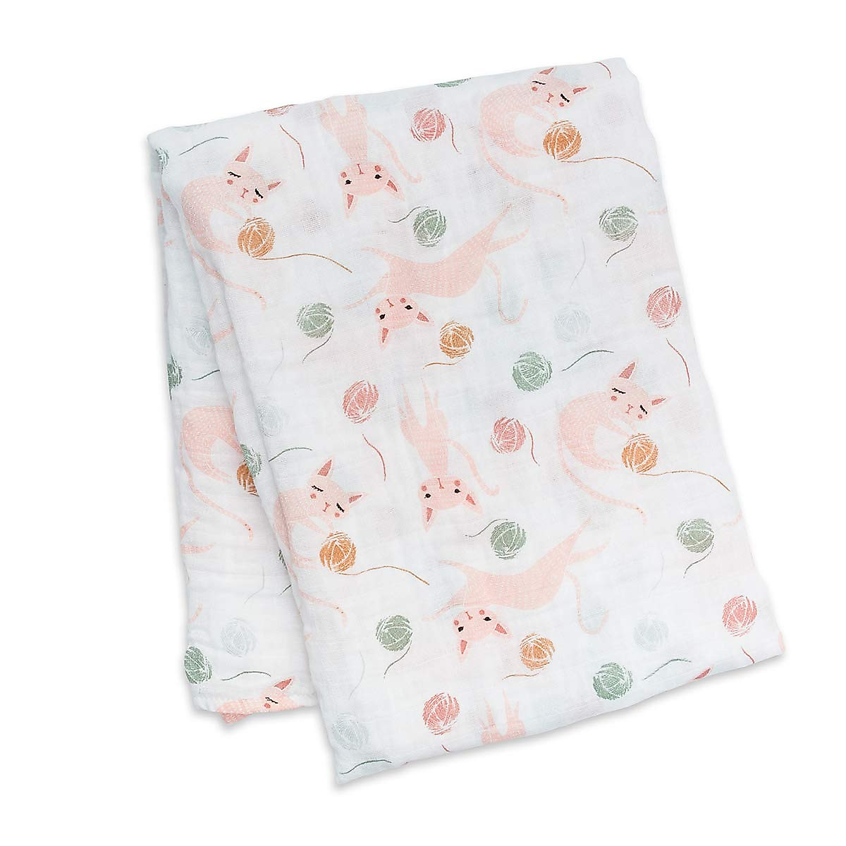 lulujo Baby Swaddle Blanket| Unisex Softest 100% Cotton Muslin Swaddle Blanket| Neutral Receiving Blanket for Girls & Boys | 47in x 47in Kitty