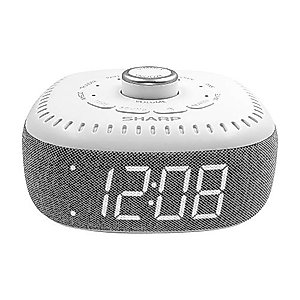 SHARP Sound Machine Alarm Clock with Bluetooth Speaker, 6 High Fidelity Sleep Soundtracks – White Noise Machine for Baby, Adults, Home and Office – White LED