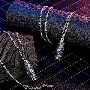 2 Pieces Crystal Cremation Urn Necklace for Ashes Cremation Urn Pendant Cremation Jewelry with Storage Bags for Human Stainless Steel Memorial Keepsake Pendant Charm Ashes Jewelry (Purple, Blue)