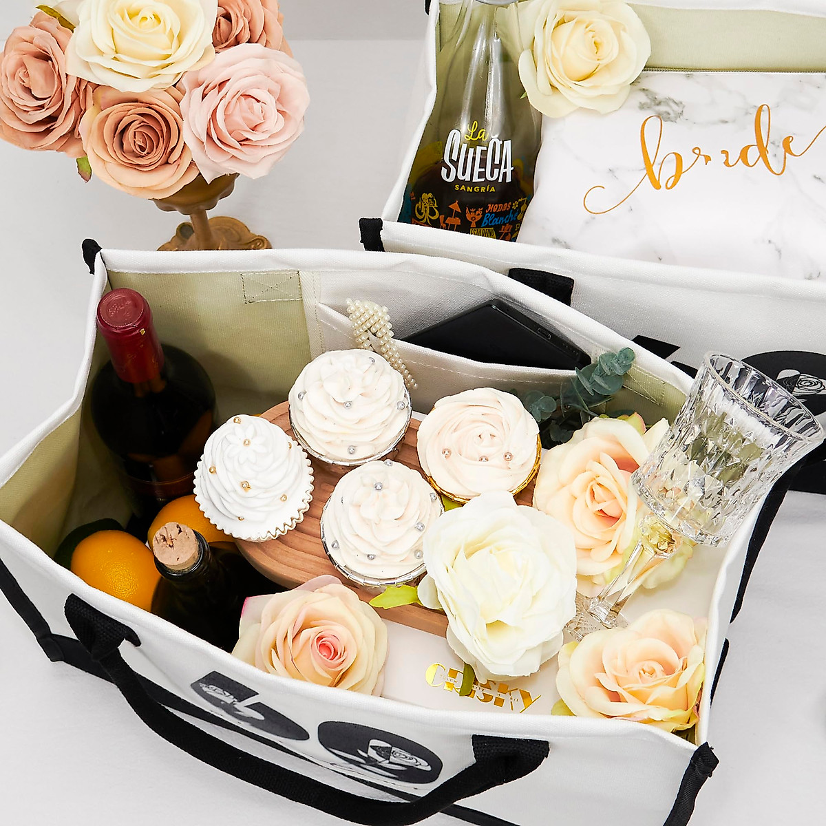 Crisky 60th Birthday Gifts for Women Canvas Tote Beach Bag 60 & Fabulous with Ribbon for Wife/Sister/Mom/Aunt/Friends,17" x 12" x 7"