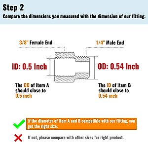 SUNGATOR 3/8 Inch Female to 1/4 Male Reducer, NPT Brass Pipe Fittings Adapters, 1/4" Male to 3/8" Female NPT Reducer Adapters, Brass Pipe Extension Connectors, Pack of 2