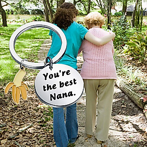 AKTAP Grandma Keychain You’re The Best Nana keyrings Banana Charm for Grandmother Gift from Granddaughter Grandson (Nana keyrings)