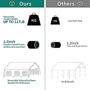 YITAHOME 20x40 ft Outdoor Heavy Duty Party Tent Wedding Event Shelters Upgraded Galvanized Canopy with Large White Roof, Removable Sidewalls & 4 Storage Bags