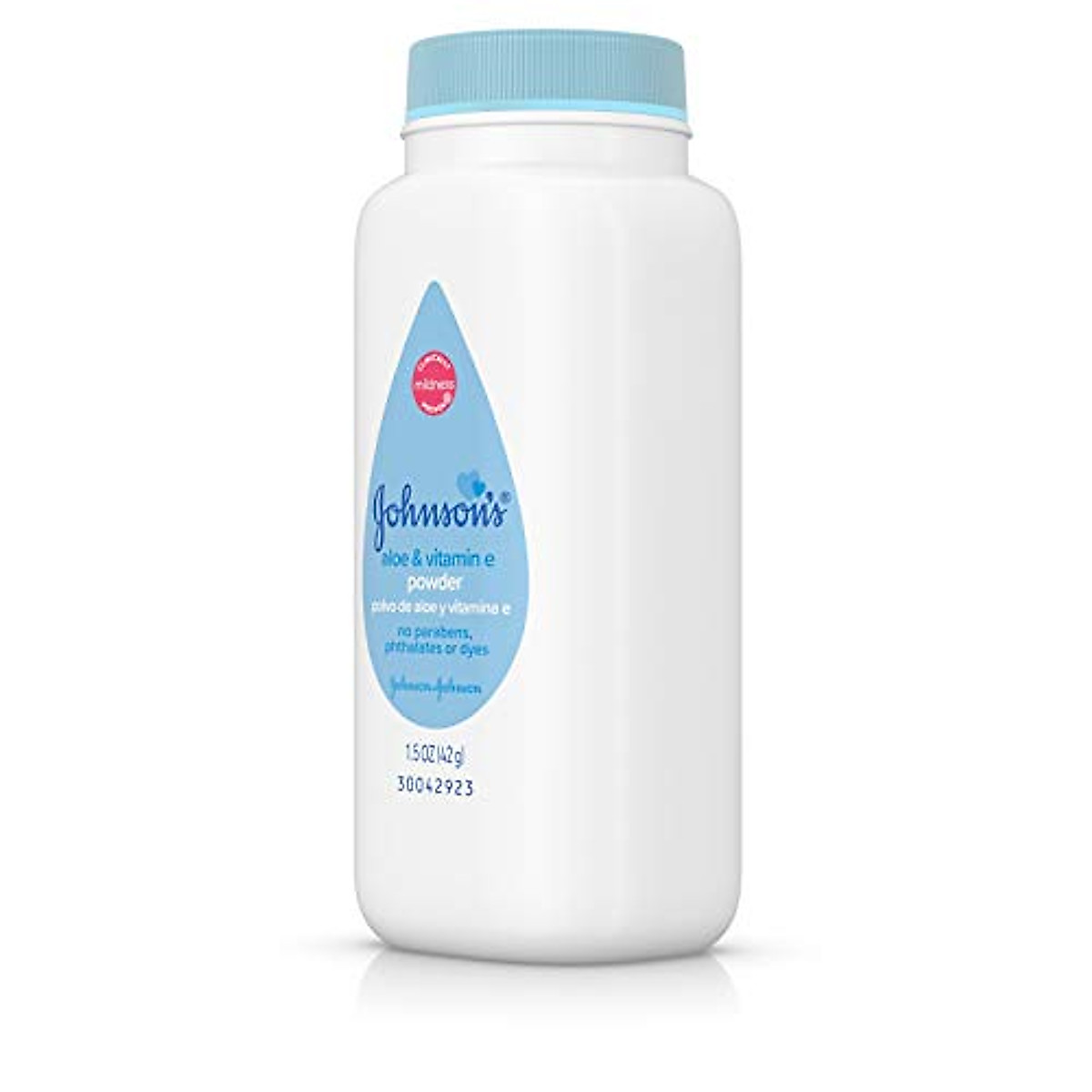 Johnson's Baby Naturally Derived Cornstarch Baby Powder with Aloe and Vitamin E for Delicate Skin, Hypoallergenic and Free of Parabens, Phthalates, and Dyes for Gentle Baby Skin Care, 1.5 oz