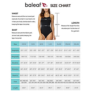 BALEAF Women's Athletic Training Adjustable Strap One Piece Swimsuit Swimwear Bathing Suit Black 40