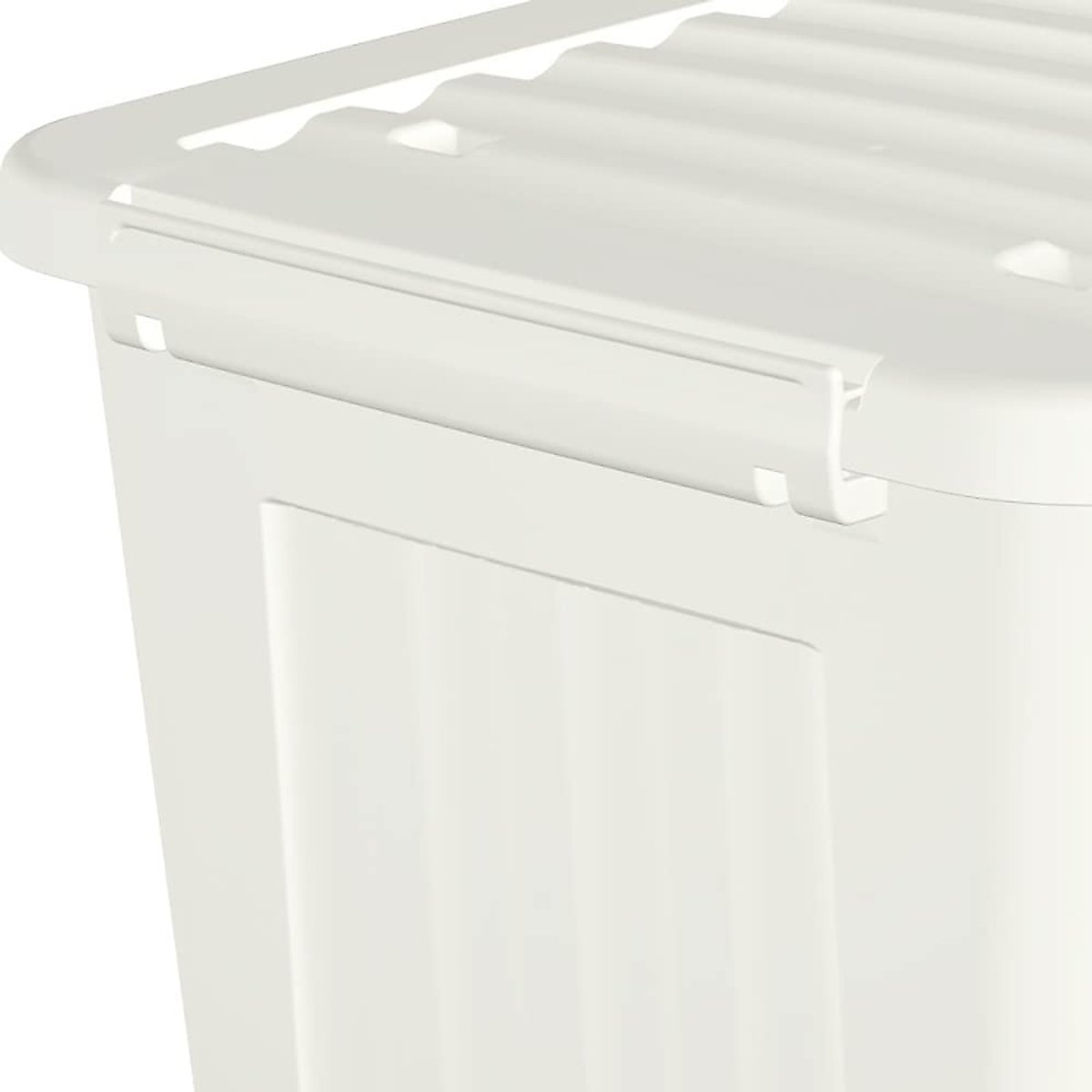 Cetomo 55L*6 Plastic Storage Box,White, Tote box,Organizing Container with Durable Lid and Secure Latching Buckles, Stackable and Nestable, 6Pack, with Buckle