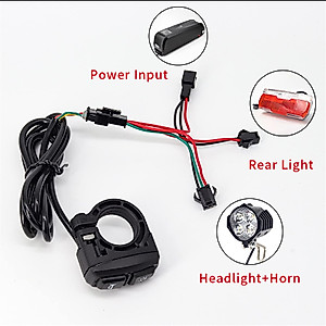 Bike Fender Electric Bike Front and Rear Light Set Input 12V 24V 36V 48V 60V Built-in Speaker E-Bike Headlight and Tail Light Mud Guards (Color : Front and Rear Light)