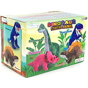 ArtCreativity Plush Dinosaur Stuffed Animals for Kids, Set of 4, Stuffed Dinosaur Plushy for Boys and Girls Ages 3+, Plush Animals Dinosaur Toys For Kids, Dino Plush Easter Dinosaur Plush Party Favors