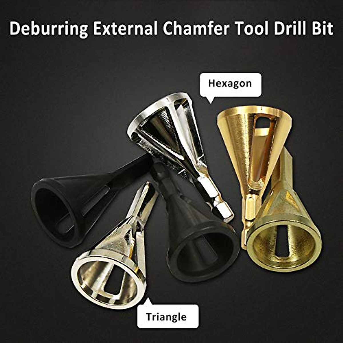 Deburring External Chamfer Tool, Deburring Tool Hard High Speed Stainless Steel Remove Burr Quickly Repairs Tools for Drill Bit External Chamfer Silver Triangle 4PCS