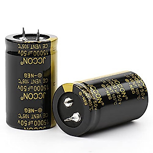 15000uF BEEYUIHF Snap in Electrolytic Capacitor 50V 15000uF, for Audio Amplifier, 15000uF Capacitor, Audio Capacitor, Radial Large Can Type Electrolytic Capacitor, 30 x 50mm 105℃.(Pack of 2)