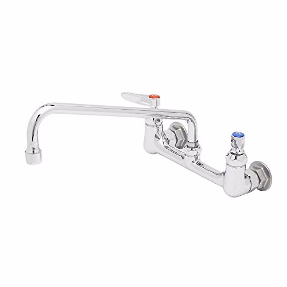 T&S Brass Double Pantry Faucet, Wall Mount, 8 Centers, 12,Chrome