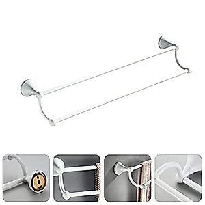 DOITOOL Double Towel Bar Wall- Mounted Brass Towel Bar Towel Holder Antique Brass Retro Towel Rack Wall Mounted Brass Storage Rack Smooth Towel Rack Towel Holder (White) Towel Storage Bar