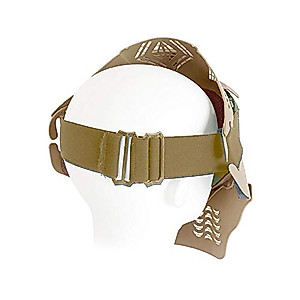 SHENKEL Mask-014tan Full Face Shooting Mask Mesh Goggles with Visor & Neck Guard, Tan