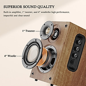 1 by ONE Bluetooth Bookshelf Speakers, Active 2 Way Speakers with 60 Watts RMS, 100 Watts Peak Power, Turntable Speakers with RCA x 2/Bluetooth/Coaxial/Optical