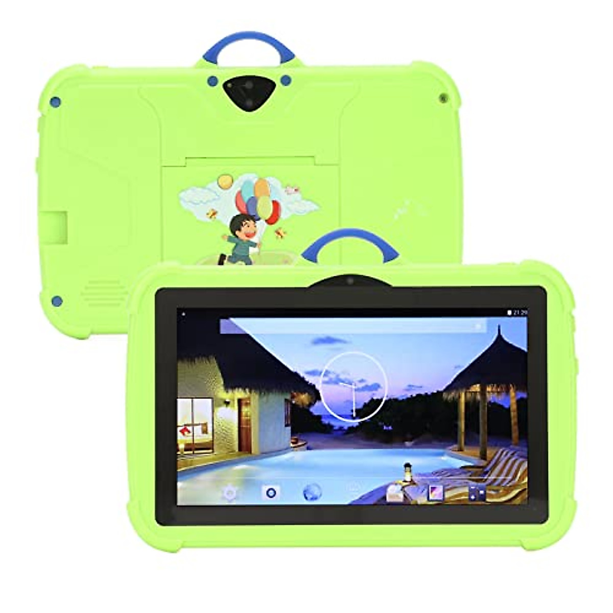 7 Inch Kids Tablet, for Android 6.0 HD Eye Protection Screen Tablet 1GB RAM 8GB ROM, 2MP 2MP Dual Cameras, Bluetooth Learning Toddler Tablet with Stand Protective Case(Green)