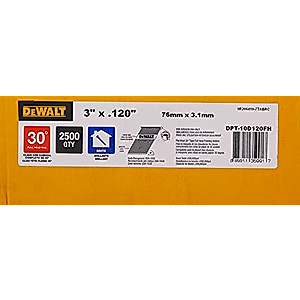 DEWALT Framing Nails, Paper Tape, 30-Degree, Smooth Shank, Bright Finish, Off-Set Round Head, 3-Inch x .120-Inch, 2500-Pack (DPT-10D120FH)